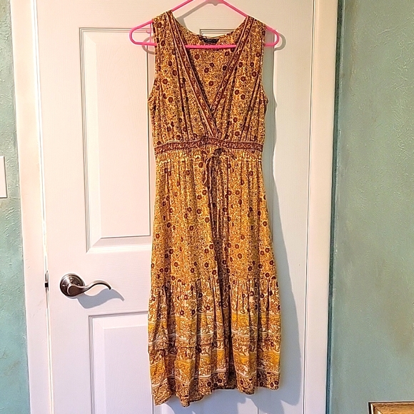 Chaundry KC | Dresses | Chaudry Kc Hippie Boho Yellow Floral Dress ...
